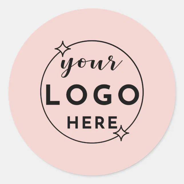Minimalist Custom Business Logo Blush Pink Classic Round Sticker | Zazzle