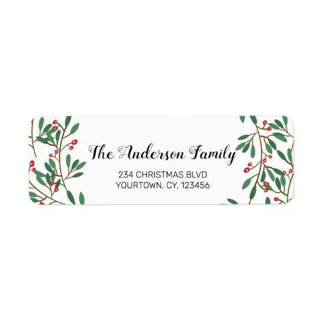 Minimalist custom Christmas stickers labels wreath | Zazzle