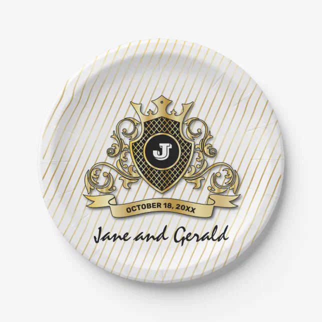 Minimalist Custom Elegant Monogram Design Paper Plates | Zazzle