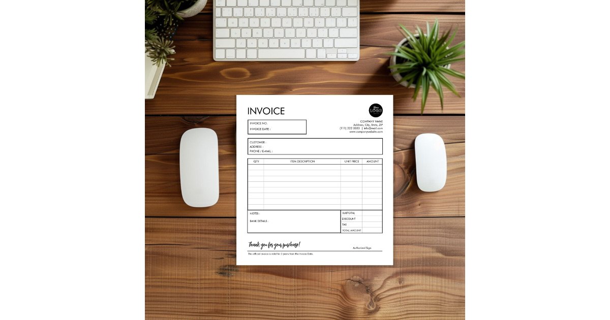 Minimalist Custom Invoice Sales Receipt Template Notepad | Zazzle