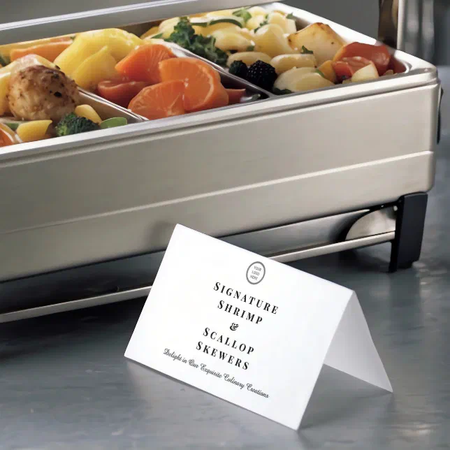 Minimalist Custom Logo Branded Buffet Dish Label | Zazzle