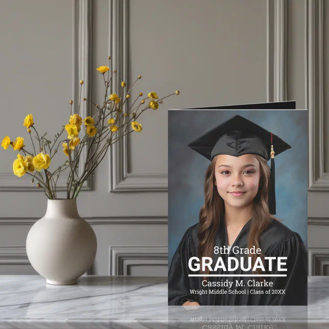 Minimalist Custom Photo 8th Grade Graduation Invitation | Zazzle