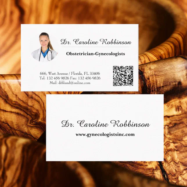 Minimalist custom photo doctor QR code basic Business Card | Zazzle