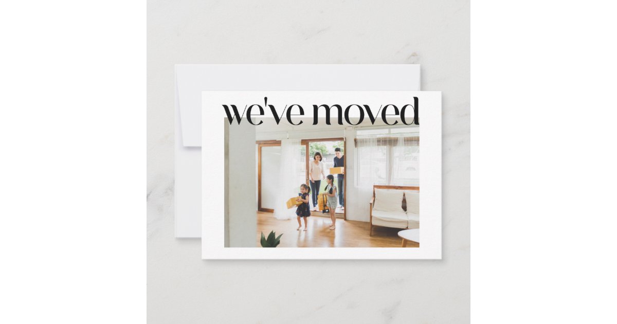 Minimalist Custom Photo We Moved New Home Address Note Card | Zazzle