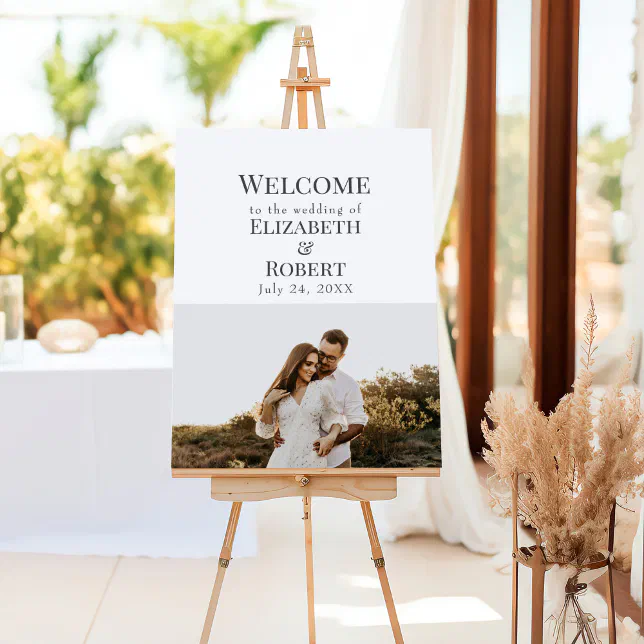 Minimalist Custom Photo Wedding Welcome Foam Board | Zazzle