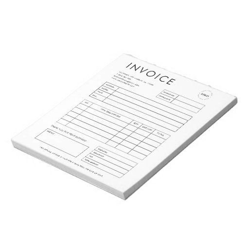 Minimalist Custom Small Business Invoice Receipt Notepad | Zazzle