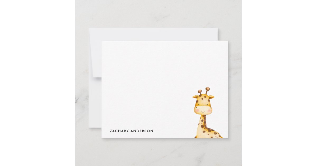 Minimalist Cute Baby Giraffe Kids Personalized Note Card | Zazzle
