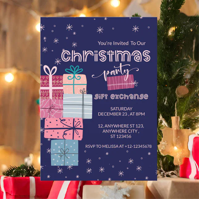 Minimalist Cute Festive Colorful Gift Exchange Invitation | Zazzle