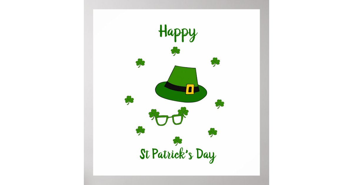 Minimalist Cute Happy St Patrick's Day Poster | Zazzle