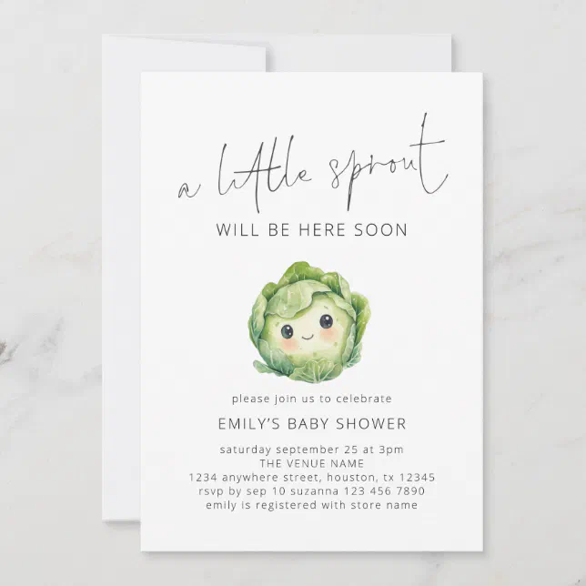 Minimalist Cute Little Sprout Baby Shower Invitation | Zazzle