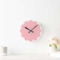 Minimalist Cute Pastel Pink Flower Silhouette Round Clock | Zazzle