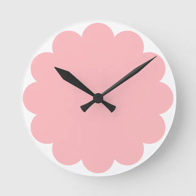 Minimalist Cute Pastel Pink Flower Silhouette Round Clock | Zazzle