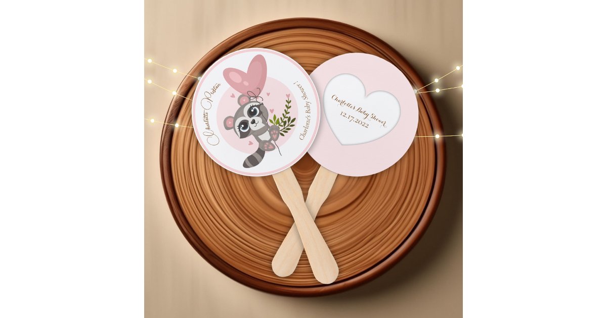 Minimalist Cute Raccoon Baby Shower Hand Fan | Zazzle