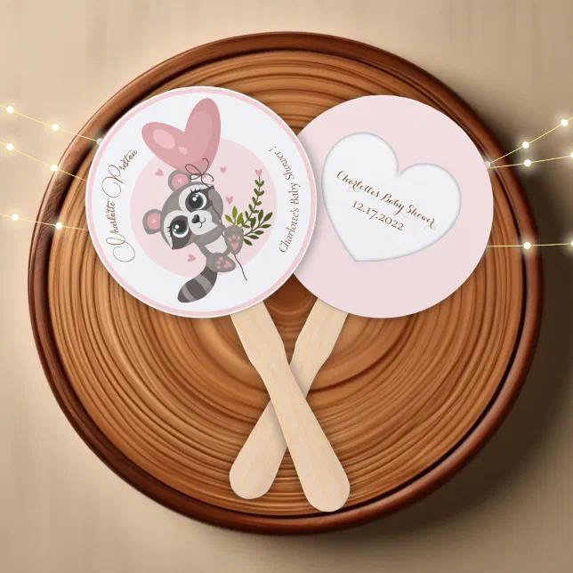 Minimalist Cute Raccoon Baby Shower Hand Fan | Zazzle