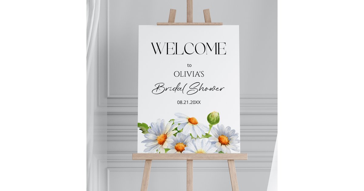 Minimalist Daisy Bridal Shower Welcome Sign | Zazzle