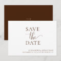 Minimalist Dark Brown Wedding Save The Date Card | Zazzle