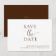 Minimalist Dark Brown Wedding Save The Date Card | Zazzle