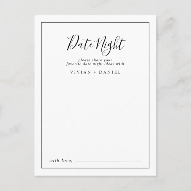 Minimalist Date Night Idea Cards | Zazzle