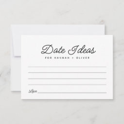 Minimalist Date Night Ideas Wedding Advice Card | Zazzle