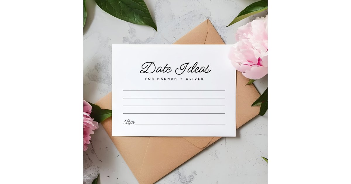 Minimalist Date Night Ideas Wedding Advice Card | Zazzle