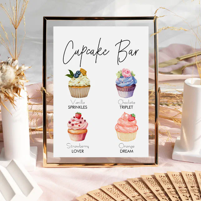 Minimalist Dessert Cupcake Menu Wedding Sign | Zazzle