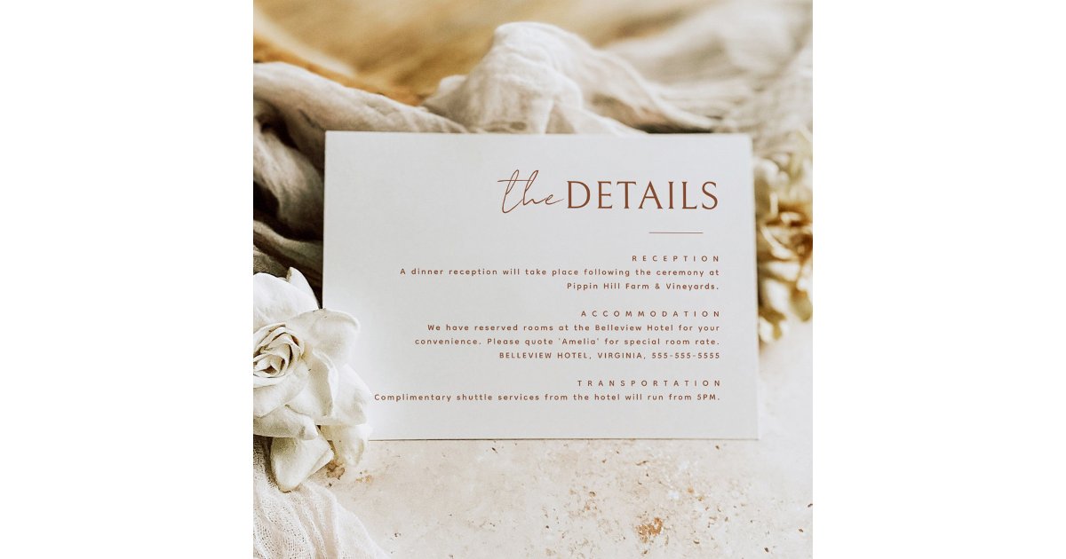 Minimalist Details Information Enclosure Card | Zazzle