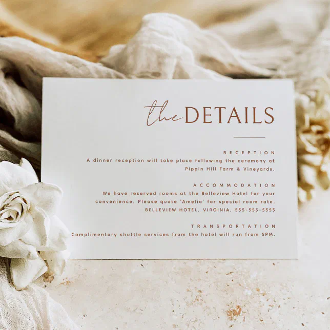 Minimalist Details Information Enclosure Card | Zazzle