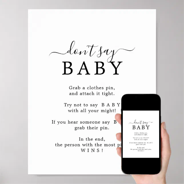 Minimalist Don't Say Baby Game Sign | Zazzle