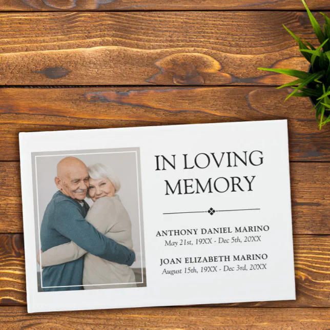 Minimalist Double Memorial In Loving Memory Photo Guest Book | Zazzle