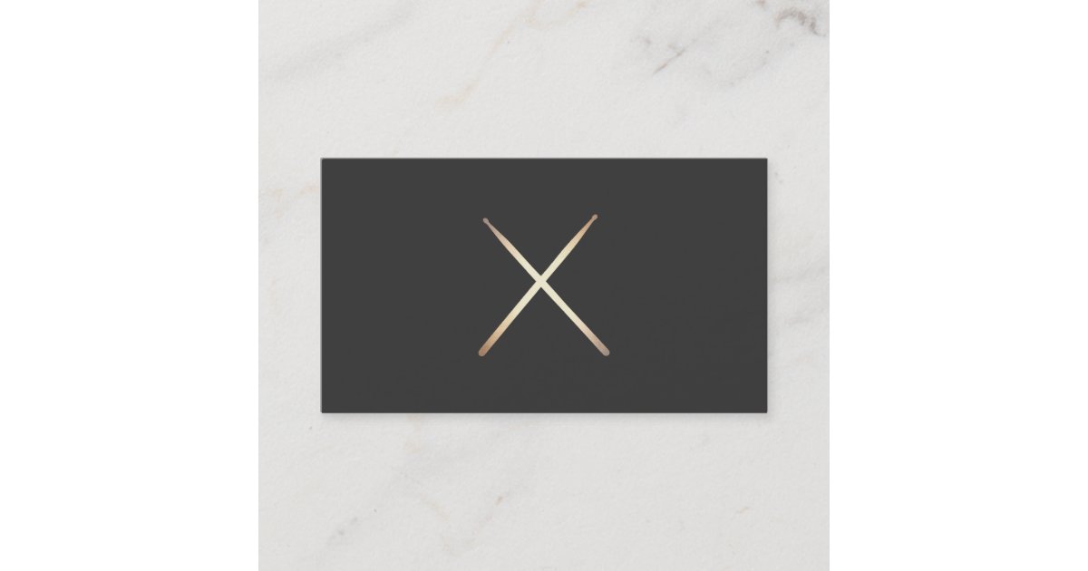 Minimalist Drummer Gold Drumsticks Black Business Card | Zazzle