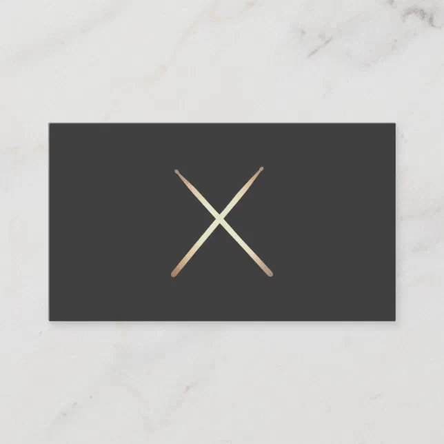 Minimalist Drummer Gold Drumsticks Black Business Card | Zazzle