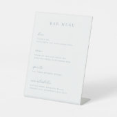 Minimalist Dusty Blue Bar Menu List Pedestal Sign | Zazzle