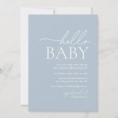 Minimalist Dusty Blue Hello Baby Shower Invitation | Zazzle