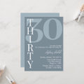 Minimalist Dusty Blue Thirty 30th Birthday Party Invitation | Zazzle