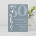 Minimalist Dusty Blue Thirty 30th Birthday Party Invitation | Zazzle