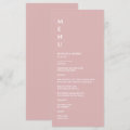 Minimalist Dusty Pink Wedding Menu | Zazzle