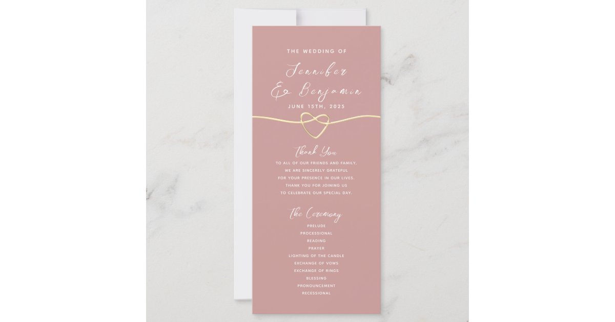Minimalist Dusty Rose Wedding Program | Zazzle