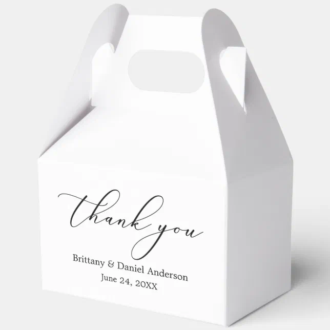 Minimalist Elegance Calligraphy Wedding Gable Favor Boxes | Zazzle