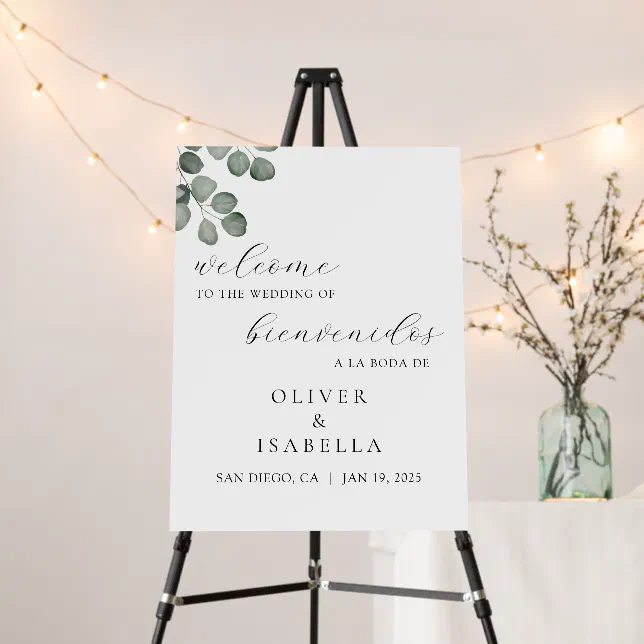 Minimalist Elegant Bilingual Wedding Welcome Sign | Zazzle