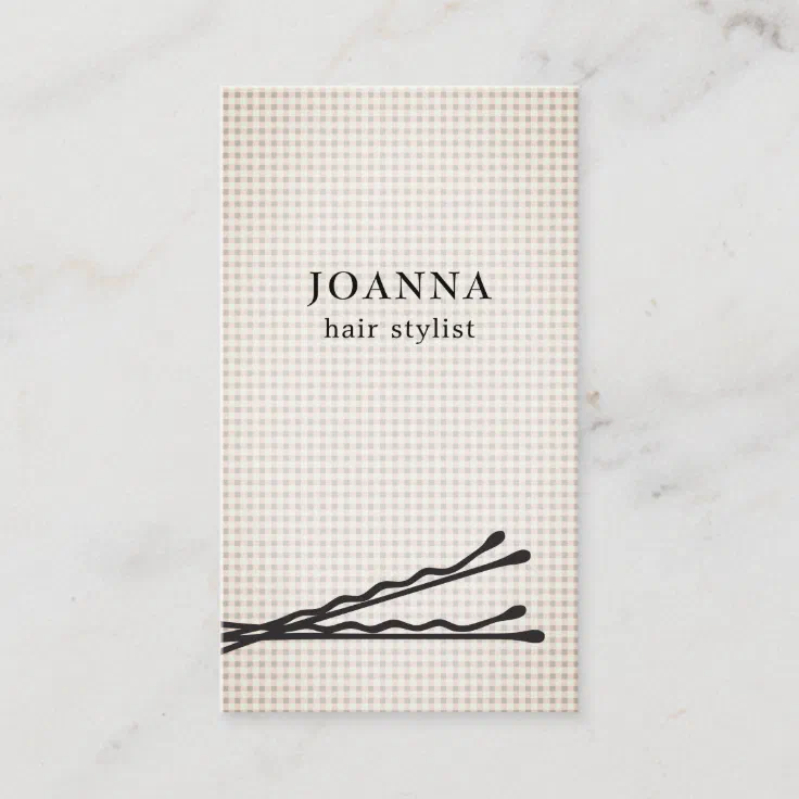 Minimalist Elegant Black Bobby Pins Hair Stylist Business Card | Zazzle