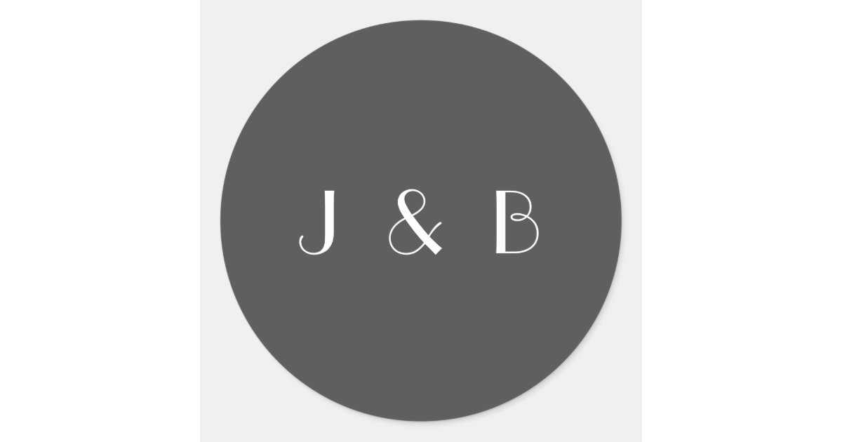 Minimalist Elegant Black White Wedding Monogram Classic Round Sticker ...