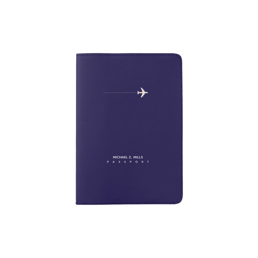 minimalist elegant blue passport holder | Zazzle