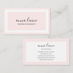 Minimalist Elegant Blush Pink White Border Business Card | Zazzle