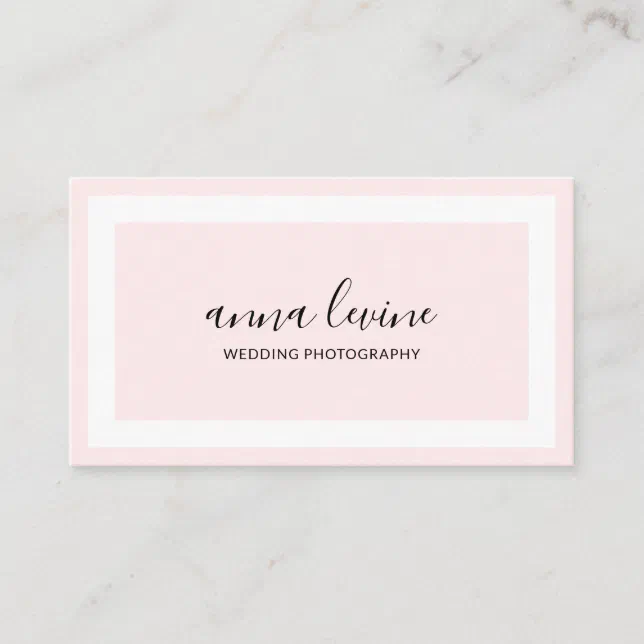 Minimalist Elegant Blush Pink White Border Business Card | Zazzle