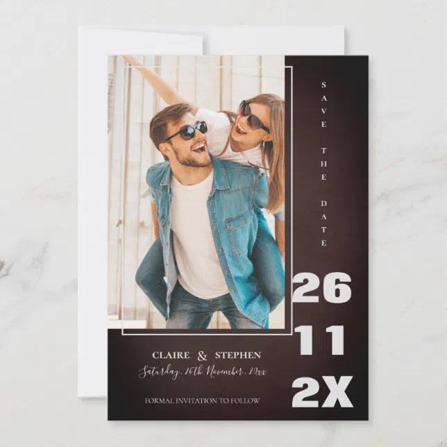 Minimalist Elegant Bold Font Photo Wedding Save The Date | Zazzle