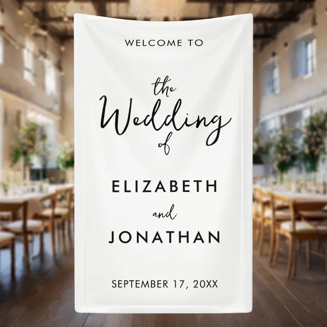 Minimalist Elegant Calligraphy Wedding Welcome Banner | Zazzle