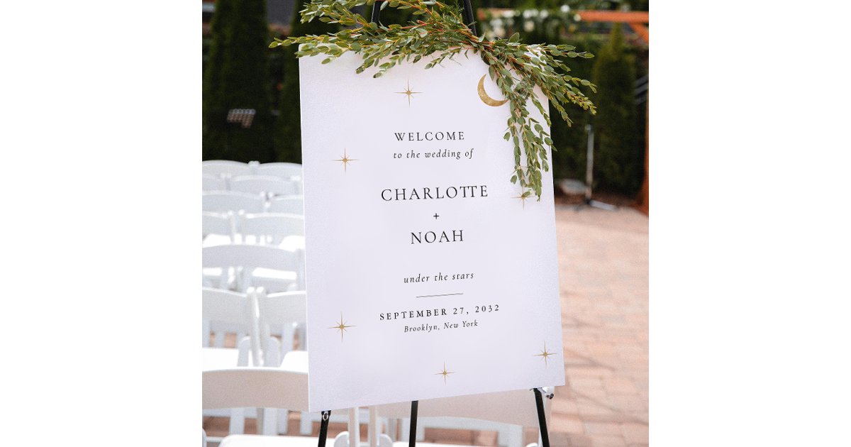 Minimalist Elegant Celestial Wedding Welcome Sign | Zazzle