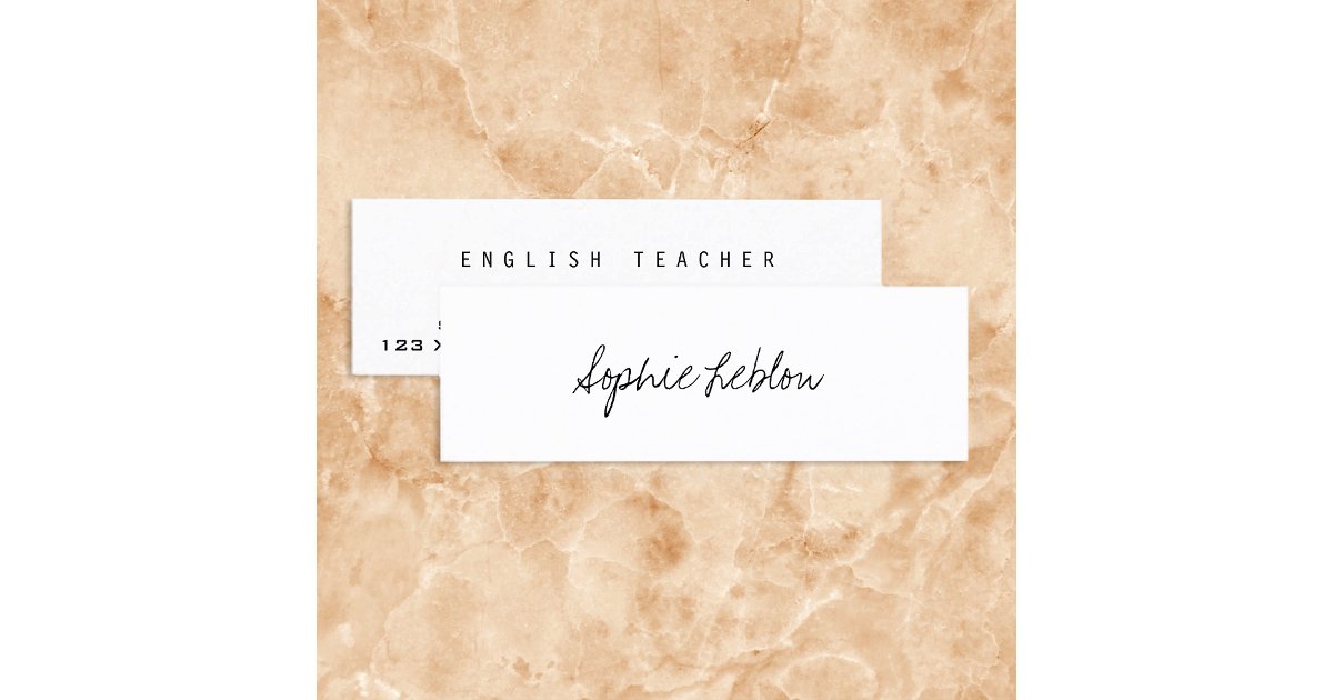 Minimalist elegant english teacher mini business card | Zazzle