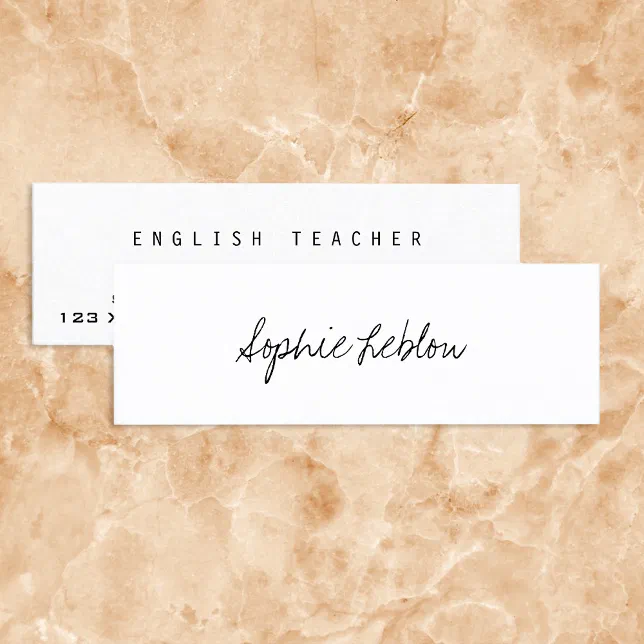Minimalist elegant english teacher mini business card | Zazzle