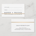 Minimalist Elegant Faux Gold Line Refer a Friend Referral Card | Zazzle